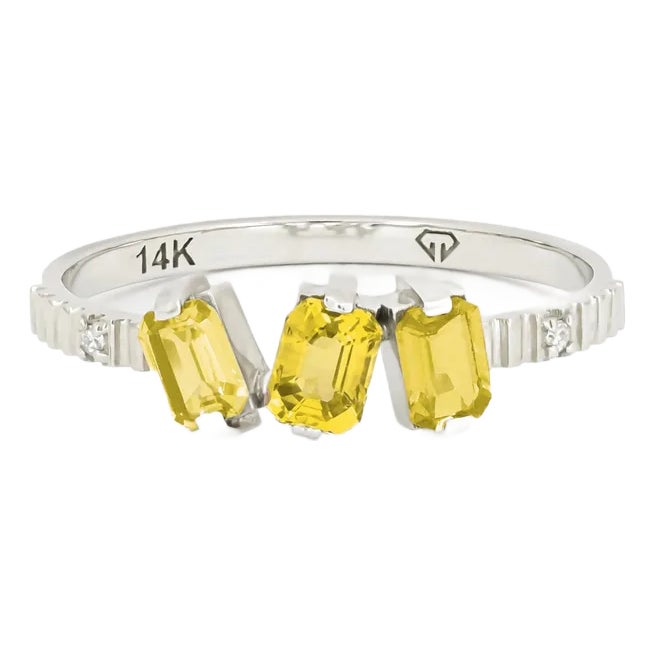 Monochrome Yellow Gemstone 14k Ring, Size 5 | Chairish