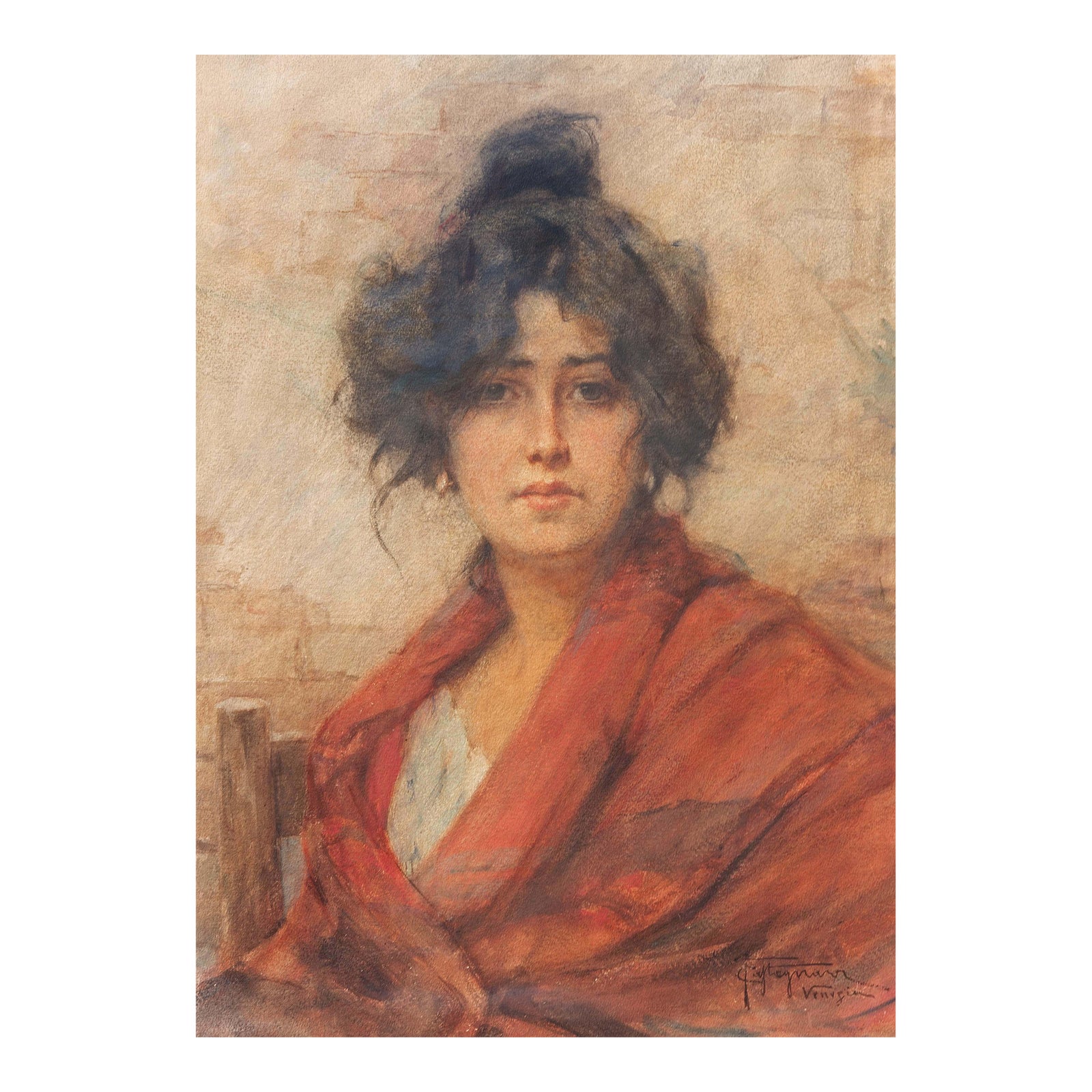 Portrait of a Venetian Woman by Felice Castegnaro '1872-1958' Italian ...
