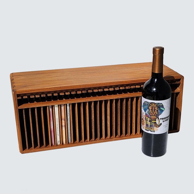 Vintage Kalmar Teak Wood 30-Slot CD Rack | Chairish