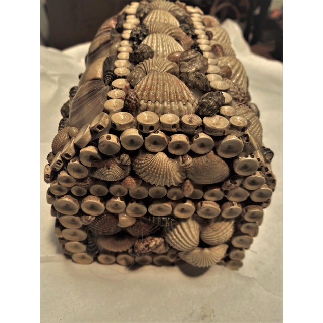 Mid 20th Century Domed Top Shell Encrusted Decorative Box | Chairish