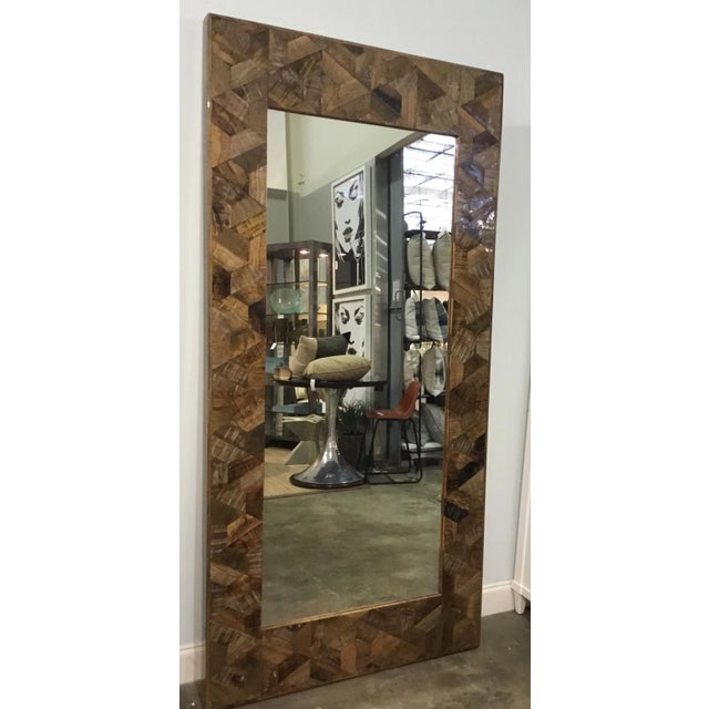 Interlude Home Lacquered Wood Patchwork Finn Floor Mirror | Chairish