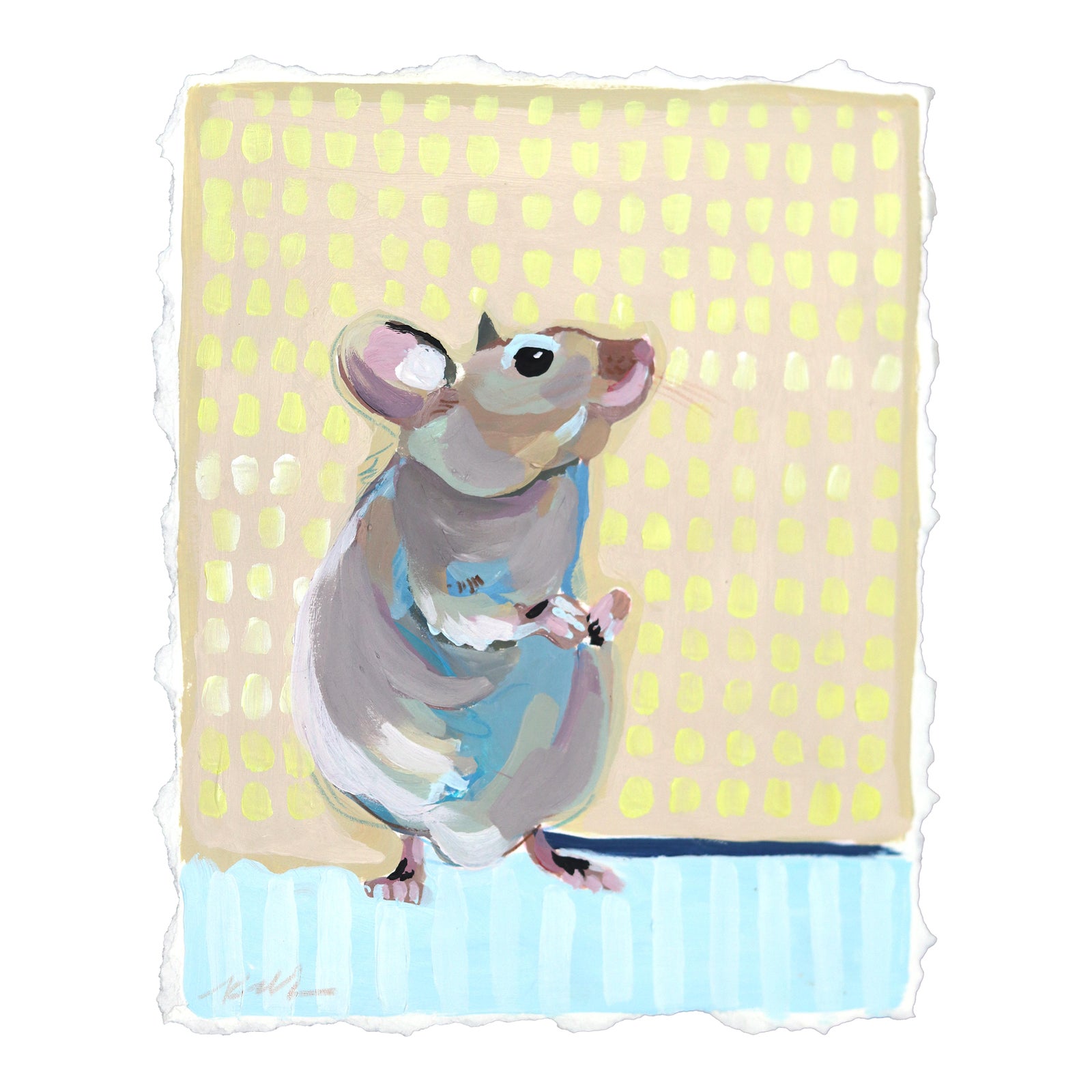 Blue Tale - Figurative Mouse Painting on Paper Original Artwork by ...
