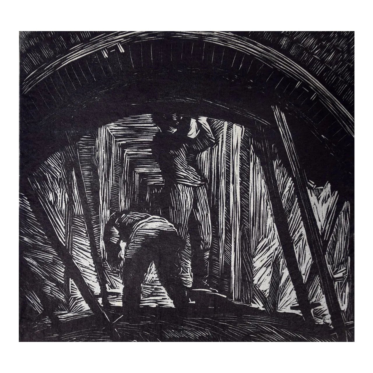 "Mine Shaft", Soviet Union: An Early 20th C. Woodcut Engraving by ...