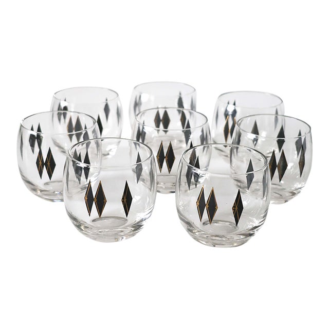 1960s Federal Glass Mid-Century Gold and Black Harlequin Roly Poly ...