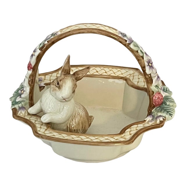 Fitz and Floyd Rabbit in Basket | Chairish