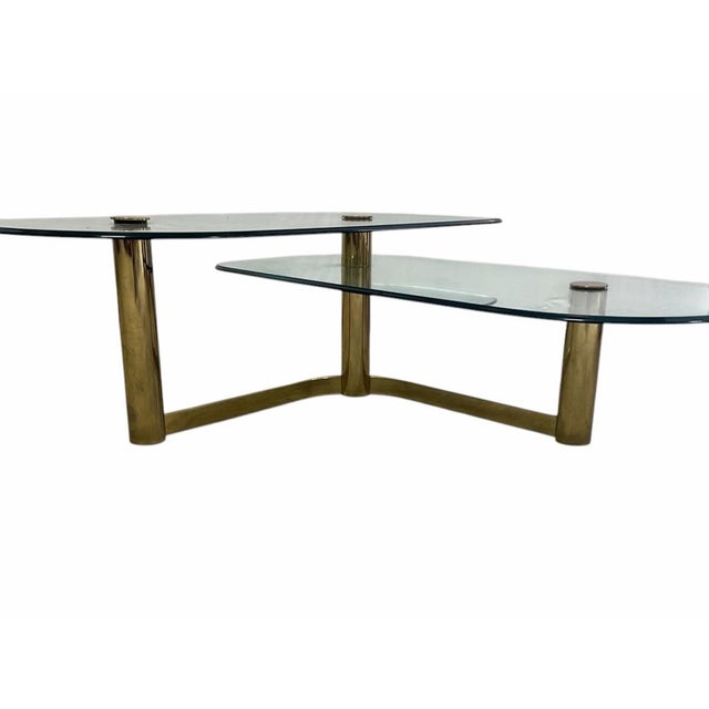 Vintage Postmodern 1970's Brass and Glass 2-Tier "L" Shaped Coffee ...