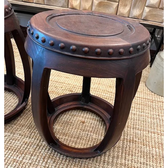 Mid 19th Century A Pair of Antique Chinese Huanghuali Barrel-Form ...