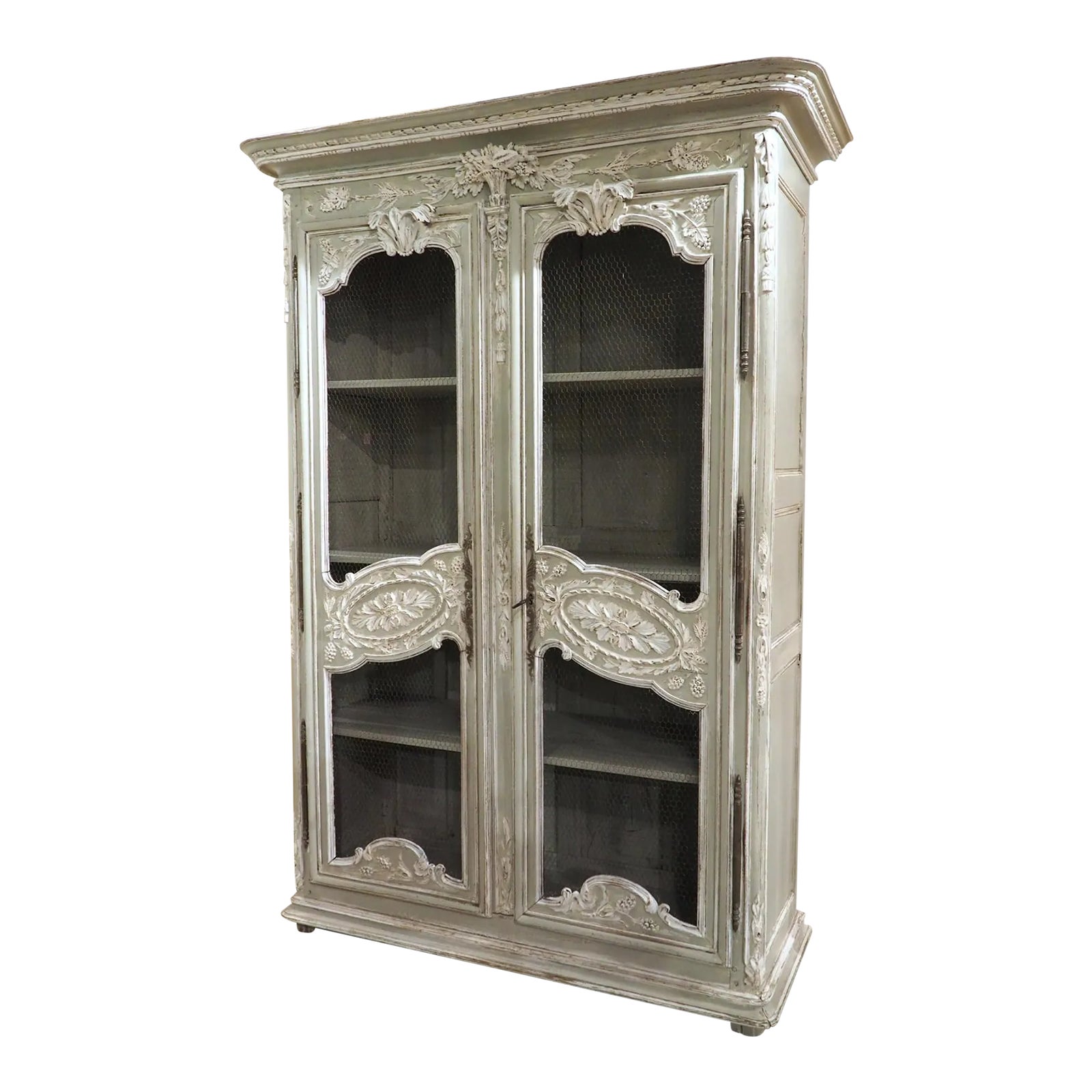 Antique French Painted Oak Bibliotheque From Normandy, Early 1800s ...