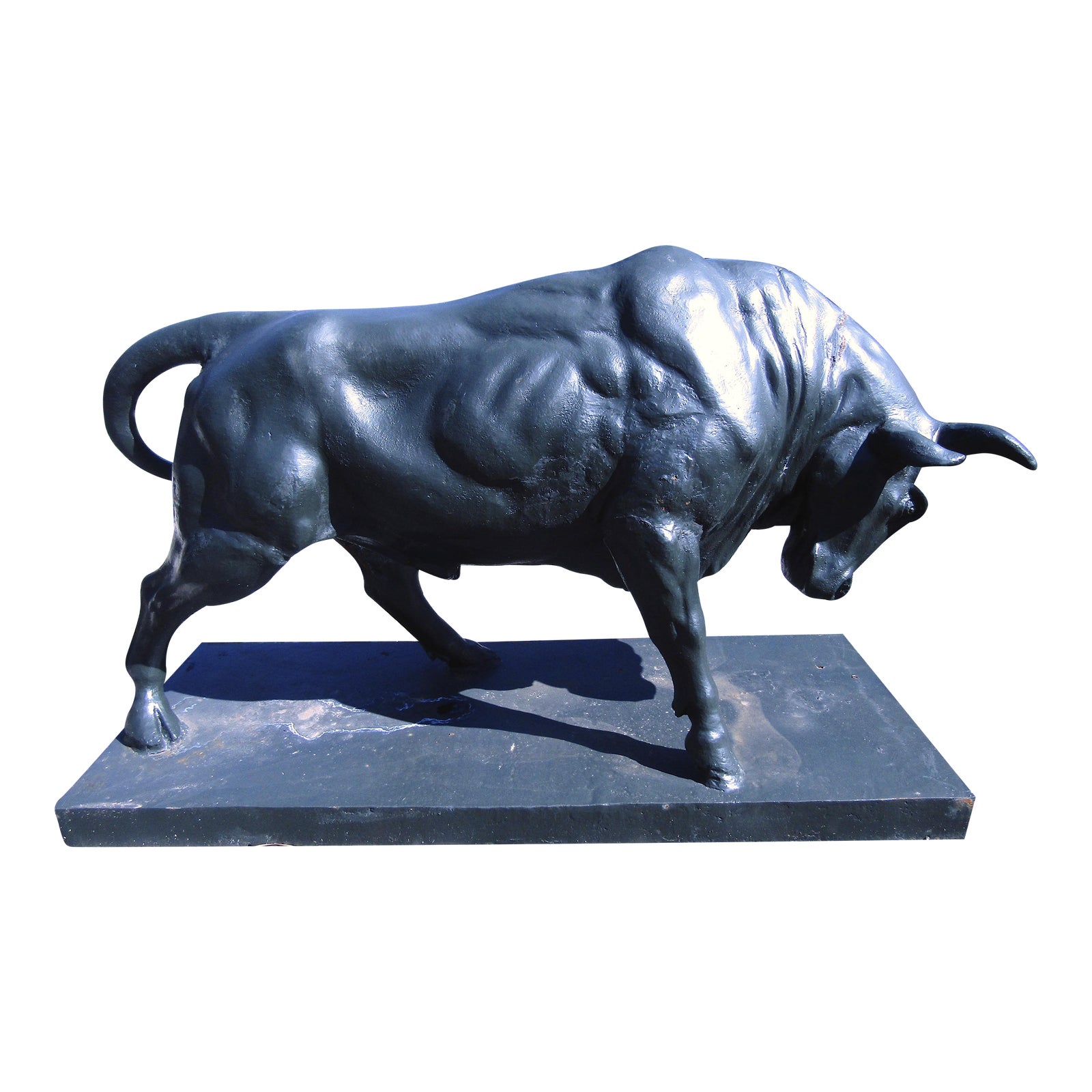 Majestic Cast Iron Bull Statue | Chairish