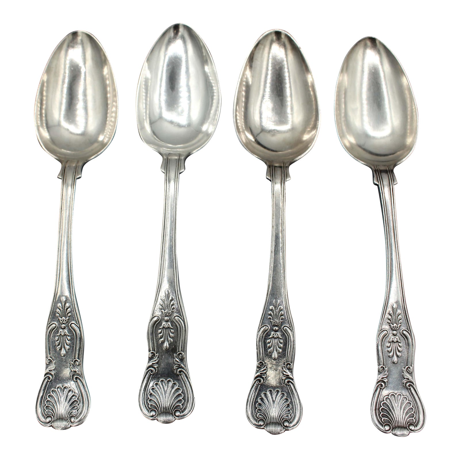 1860 Set of Four "Kings" Pattern Silver Spoons | Chairish
