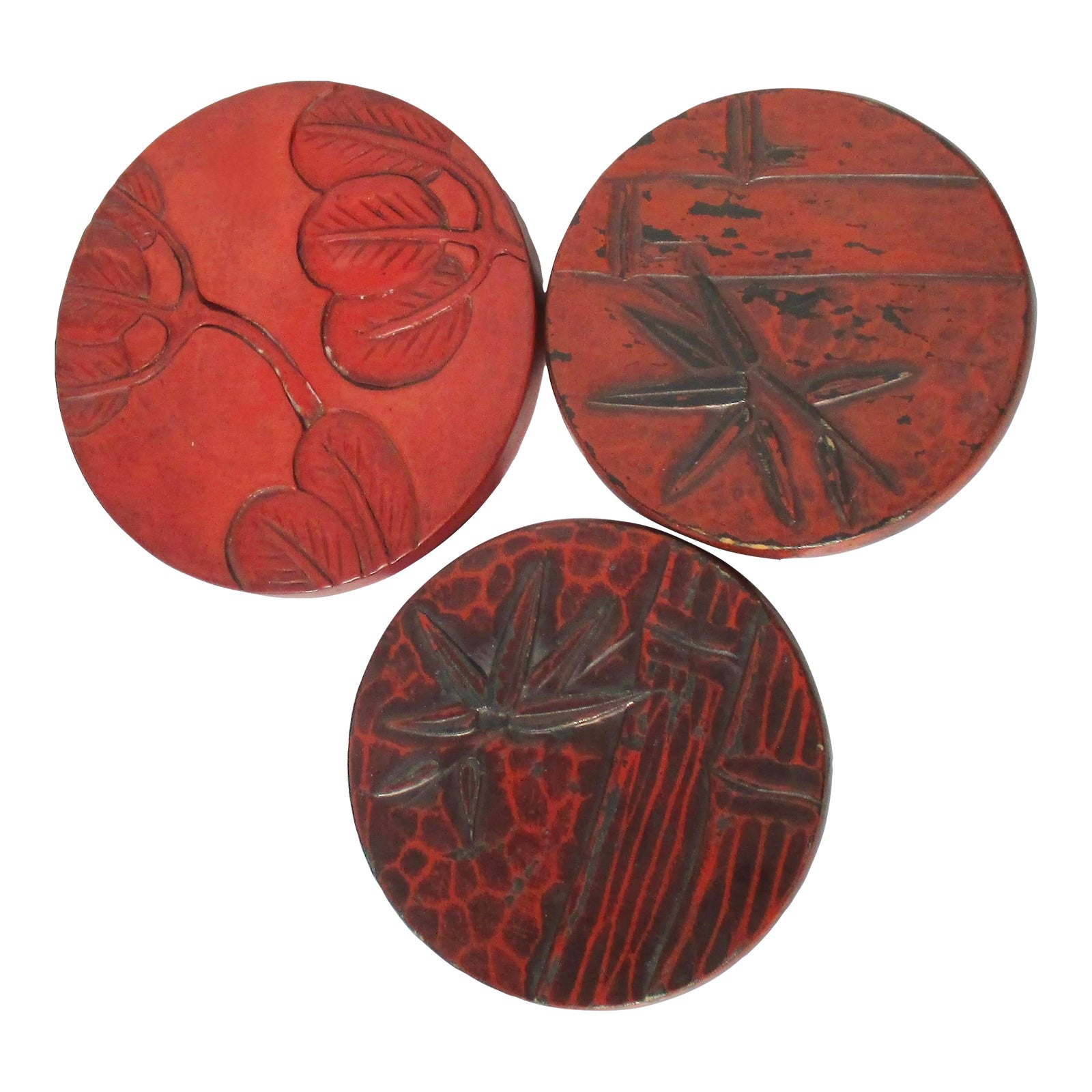 Kamakura-Bori Japanese Lacquer Trivets- Set of 3 | Chairish