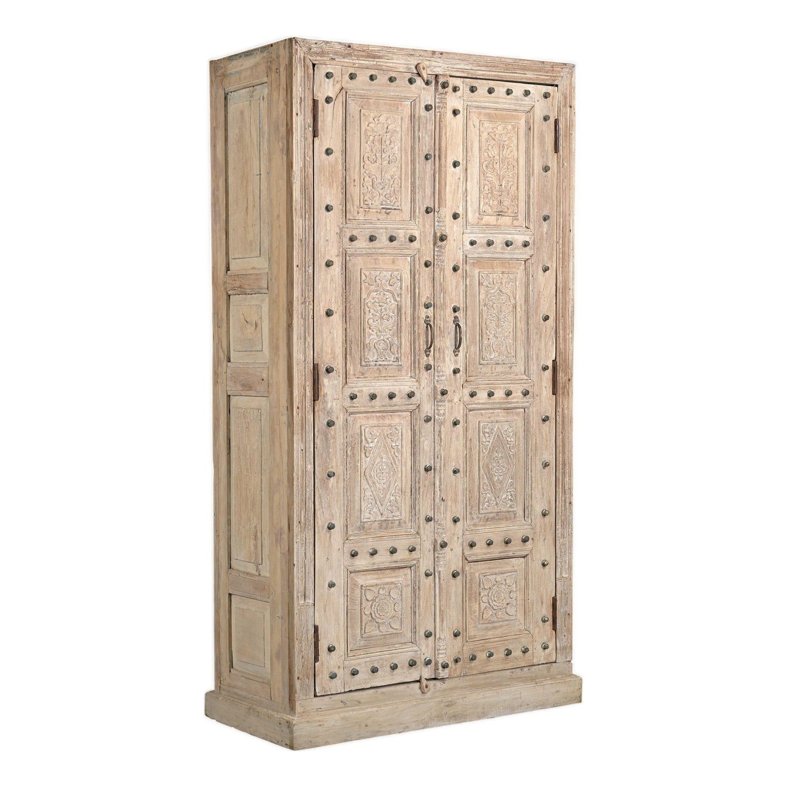 Indian Colonial Style Bleached Teakwood Armoire Constructed From ...