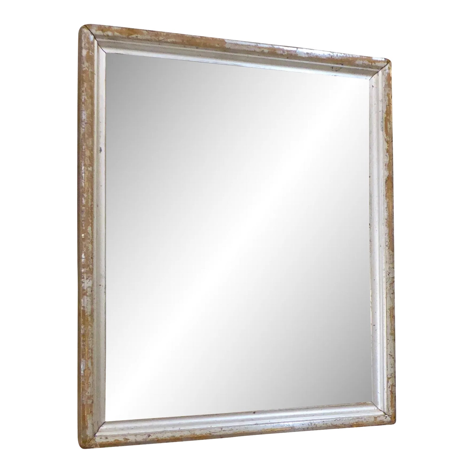 Antique Small Minimalist Silver Mirror | Chairish