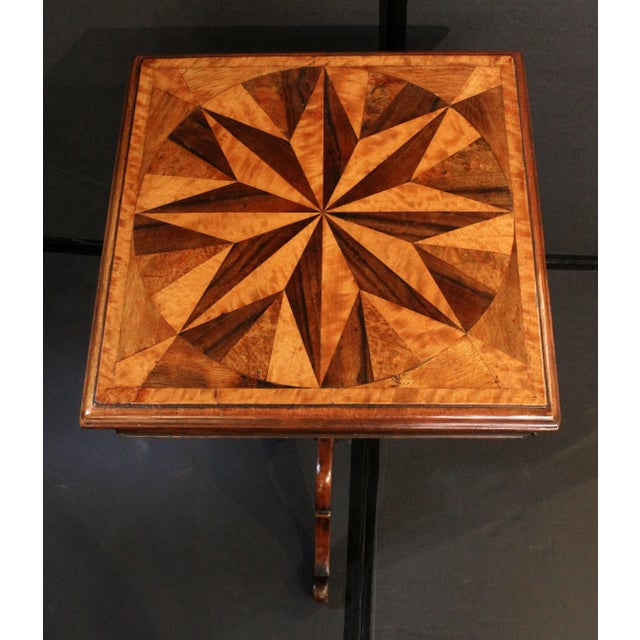 Circa 1860 Star Inlaid Top Side Table With Drawer, English | Chairish
