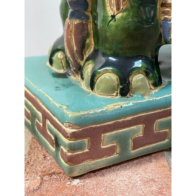 Vintage Chinoiserie Green Table Top Ceramic Elephant Plant Stand ...