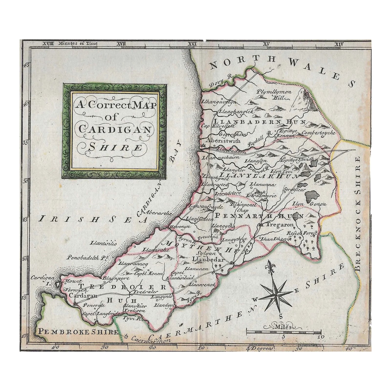 Antique Welsh Map of Ceredigion or Cardiganshire | Chairish
