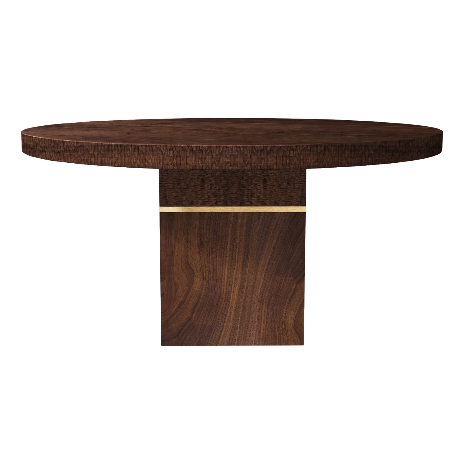 Westland Studio Round Walnut Dining Table With Hand Carved Textures and ...