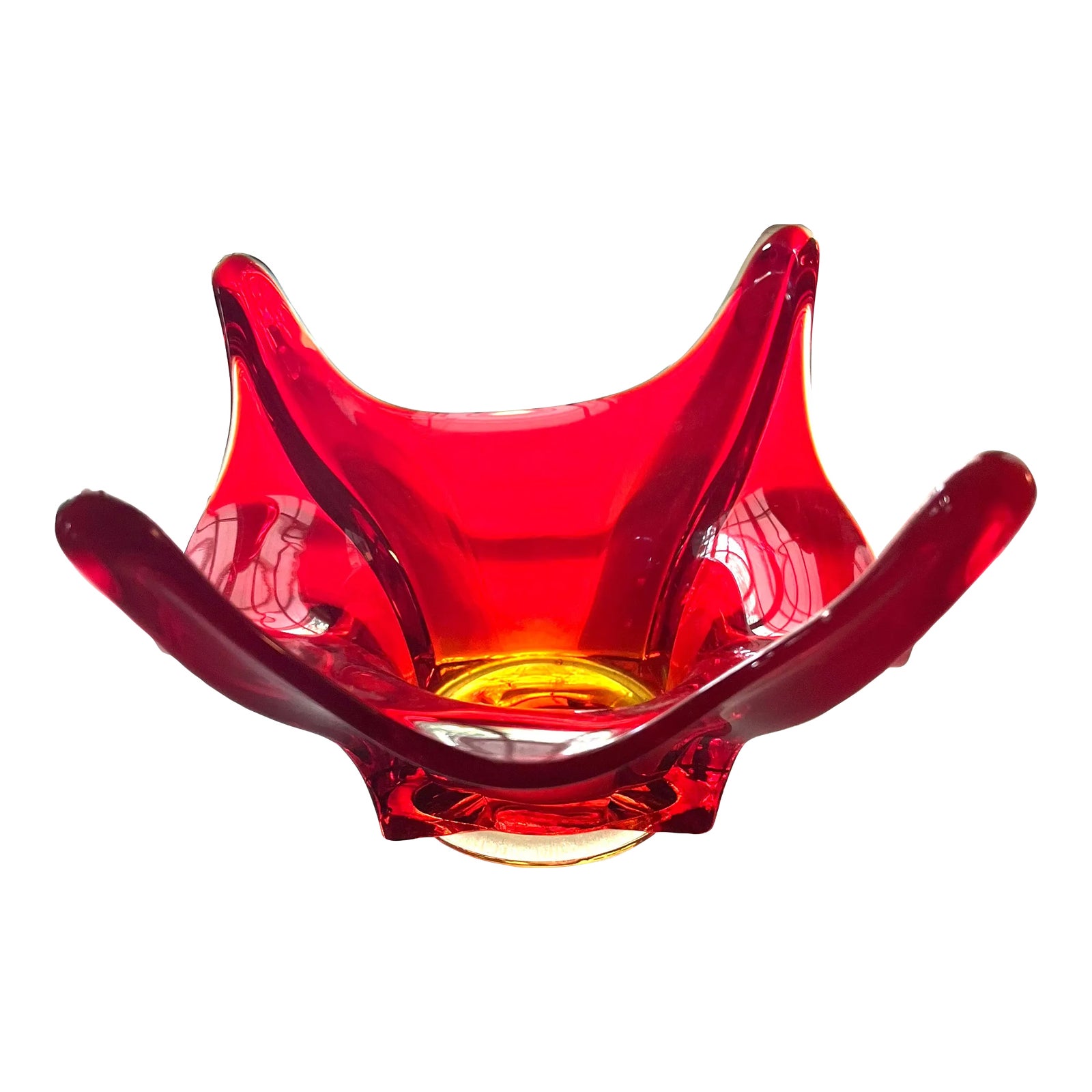 Vintage Viking Red Glass Stretch Bowl | Chairish