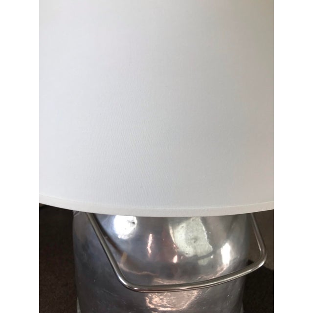 Polished Aluminum Lamp on Walnut Base | Chairish