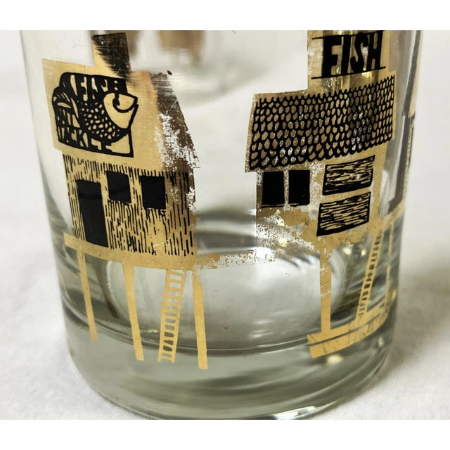 Mid Century Signed Couroc Fish Pattern Rocks Glasses- Set of 6 | Chairish