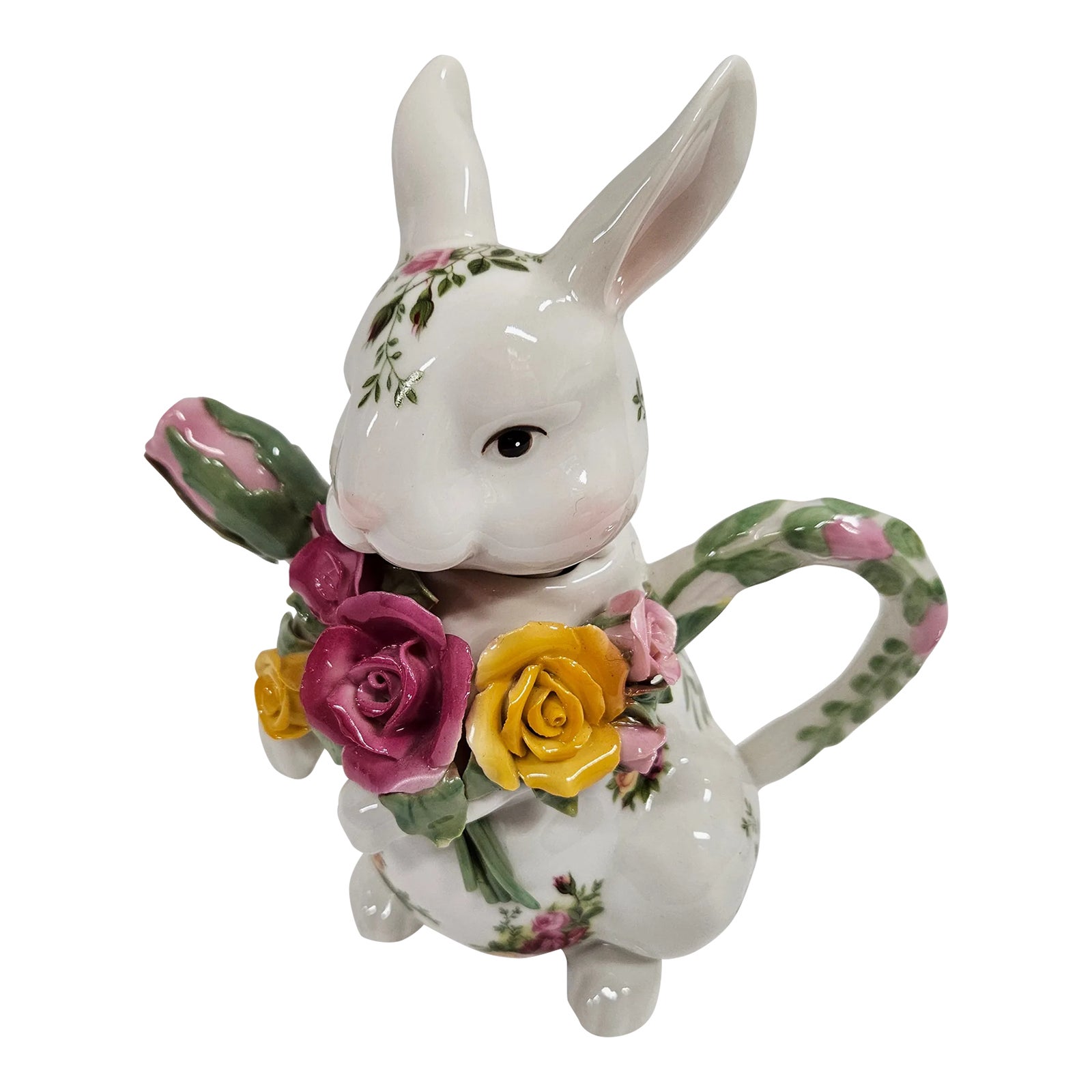 Royal Albert Rose and Rabbit Tea Pot | Chairish