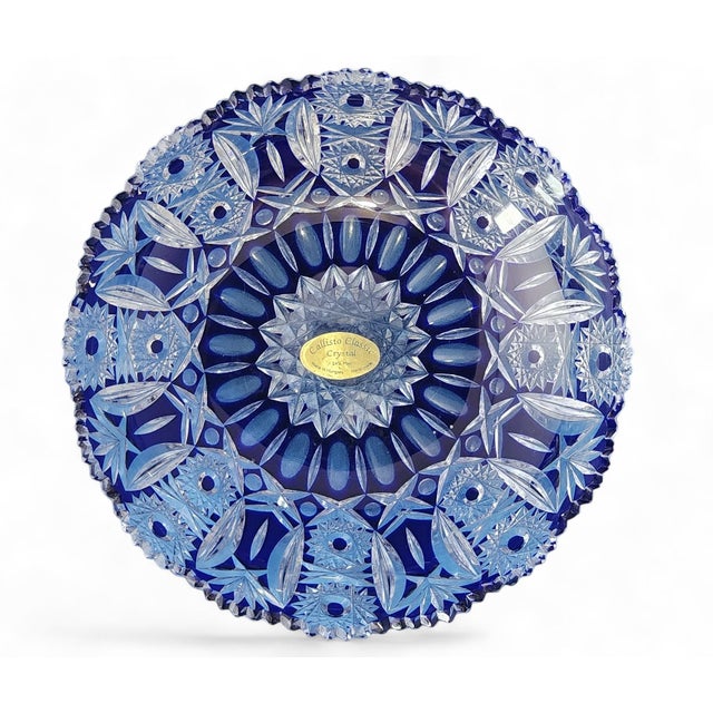 Very Fine Hungarian Cobalt Blue & Clear Cut Crystal Glass Bowl by ...