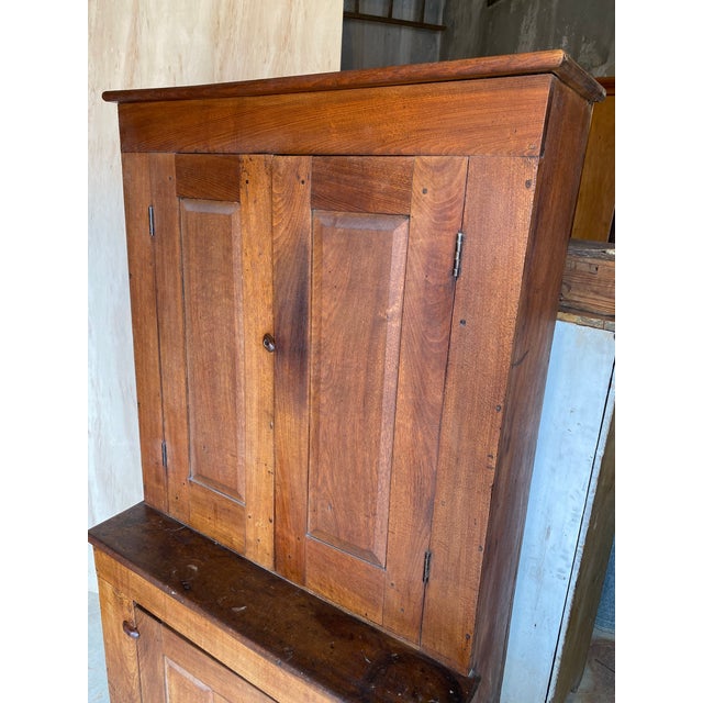 19th Century American Walnut Farmhouse Step Back Cupboard | Chairish
