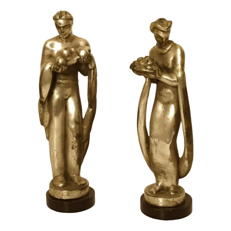 Early - Mid 20th Century Modernist Pair of Polynesian Figure Statues ...