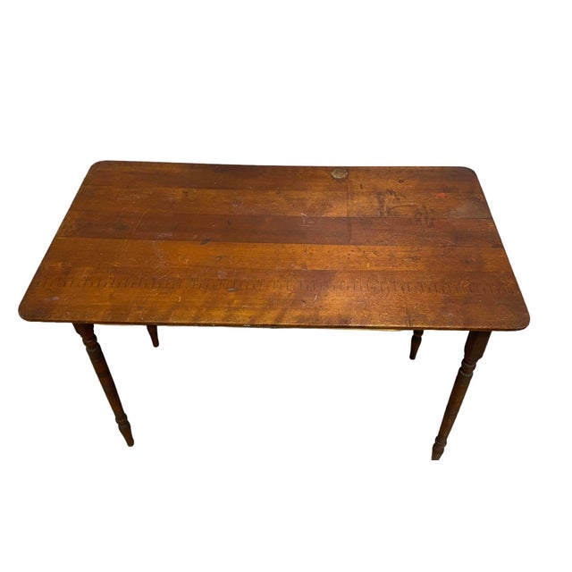 Mid 20th Century Folding Cherry Wood Sewing Table With Stenciled ...