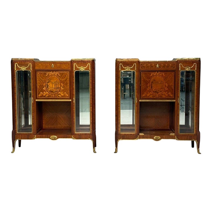 Haentges Frères, Louis Xvi, Marquetry, Bronze, Vitrine Cabinets, Paris ...