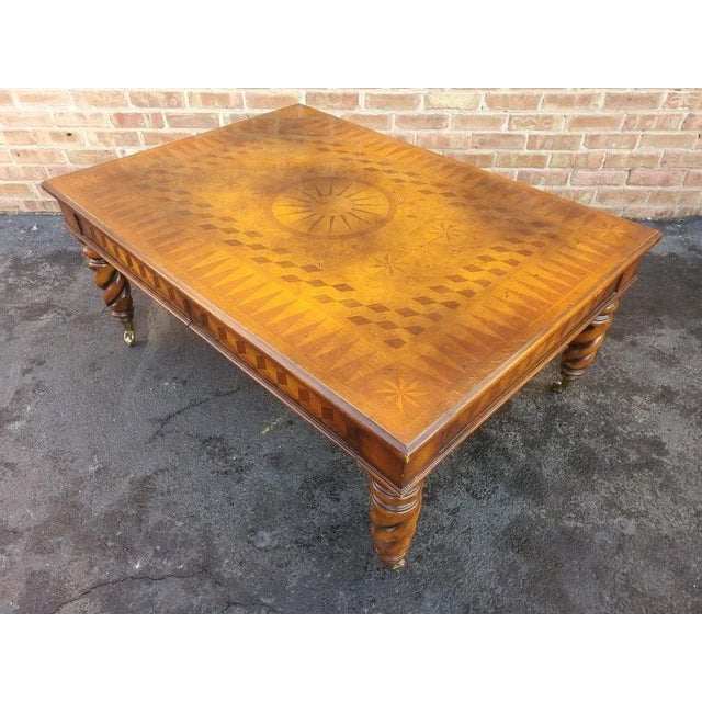 1960s Vintage Victorian English Parquetry 2 Drawer Coffee Table | Chairish