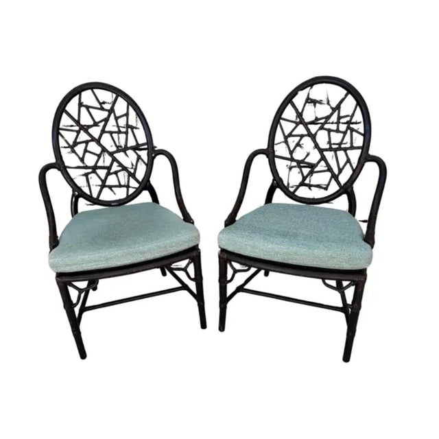 Set of Six McGuire of San Francisco "Cracked Ice" Dining Chairs | Chairish