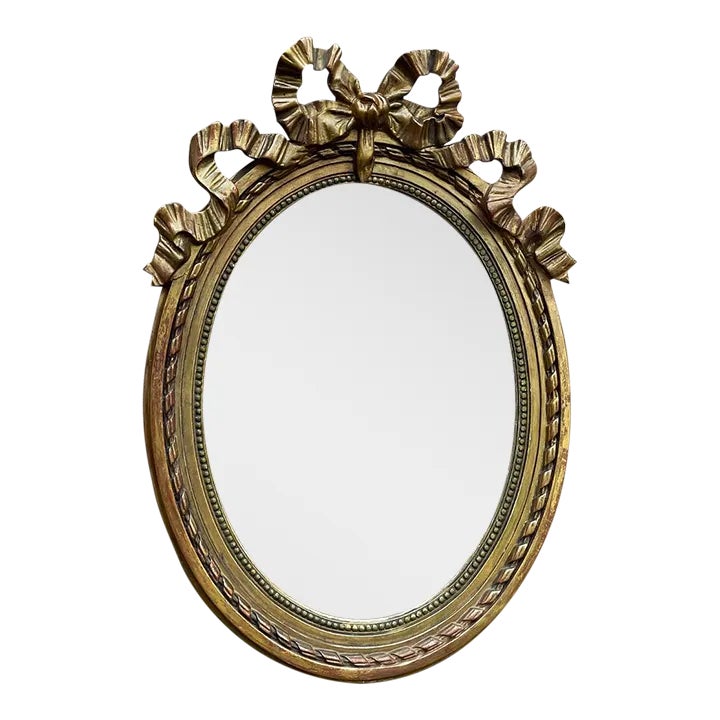 Antique Italian Louis Xvi Oval Giltwood Powder Room Mirror | Chairish