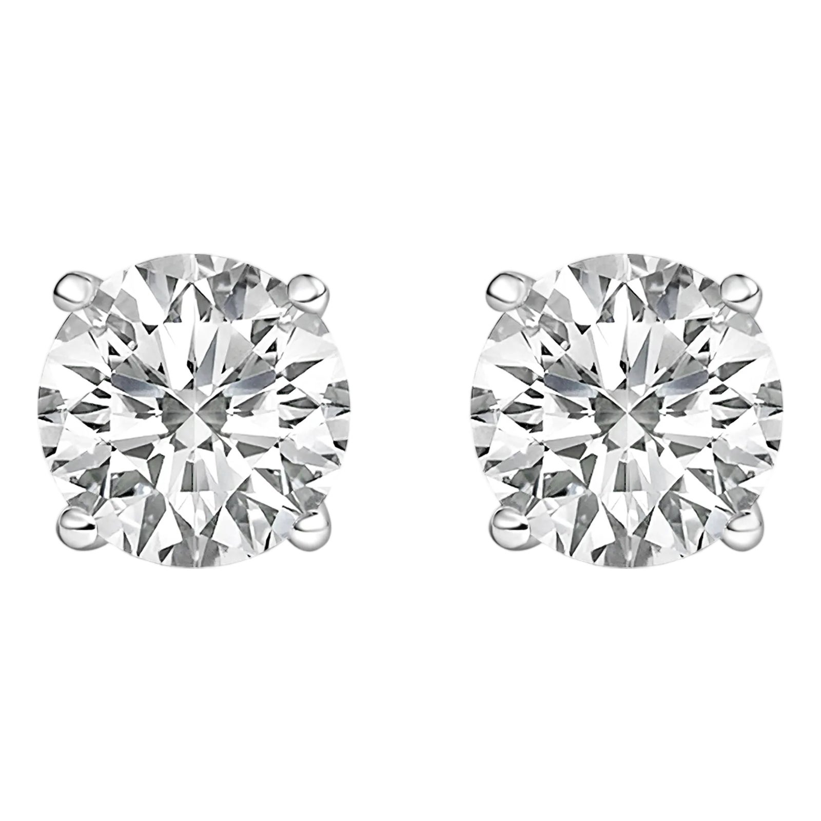 Platinum 5.00 Cttw Round Lab Grown Diamond Solitaire Stud Earrings ...