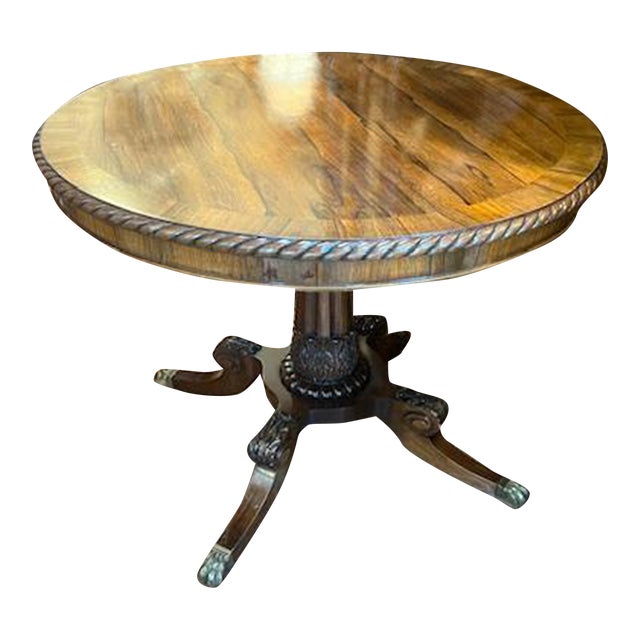 Rosewood English Round Center Table | Chairish