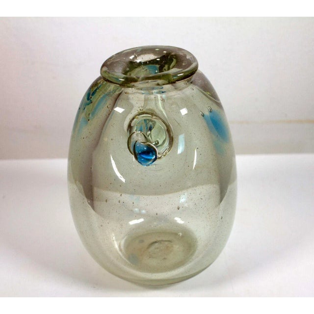 1970s Richard Ritter Modern Clear Glass with Blue Vessel Sculpture ...
