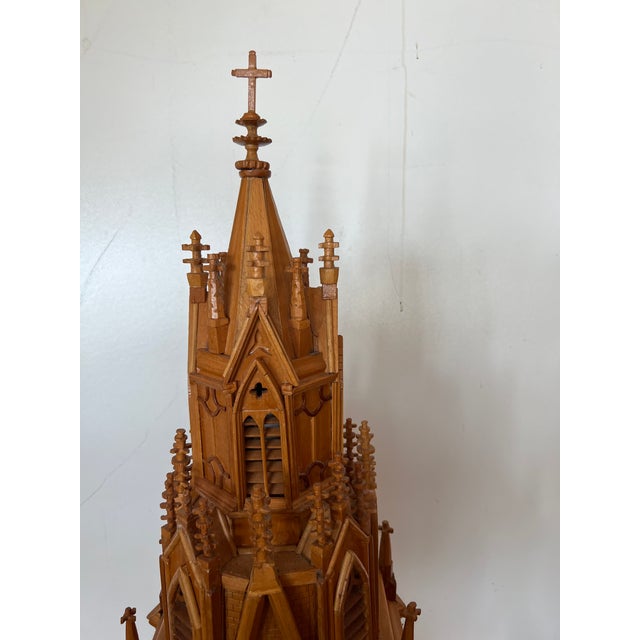 19th Century French Gothic Revival Hand Carved Cathedral Model | Chairish