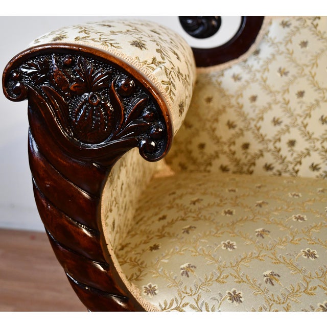1900 Antique Empire Carved Mahogany Spring-Seat Chair / New Upholstery ...