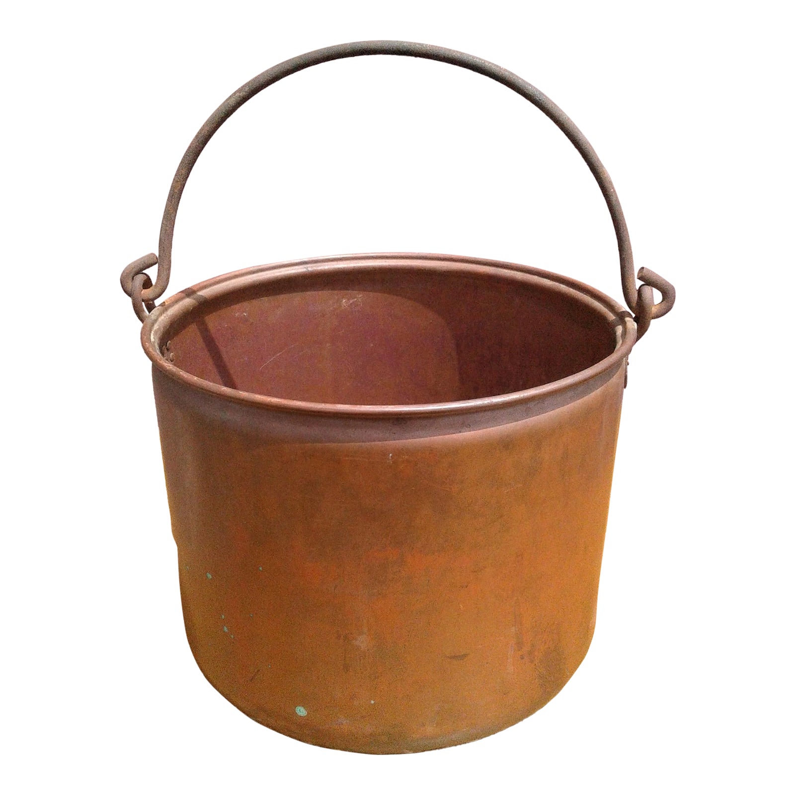 Antique Primitive Copper Bucket or Kettle With Steel Bail Handle Dove ...