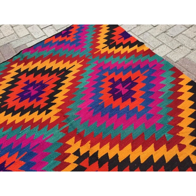 Vintage Diamond Design Kilim Rug | Chairish