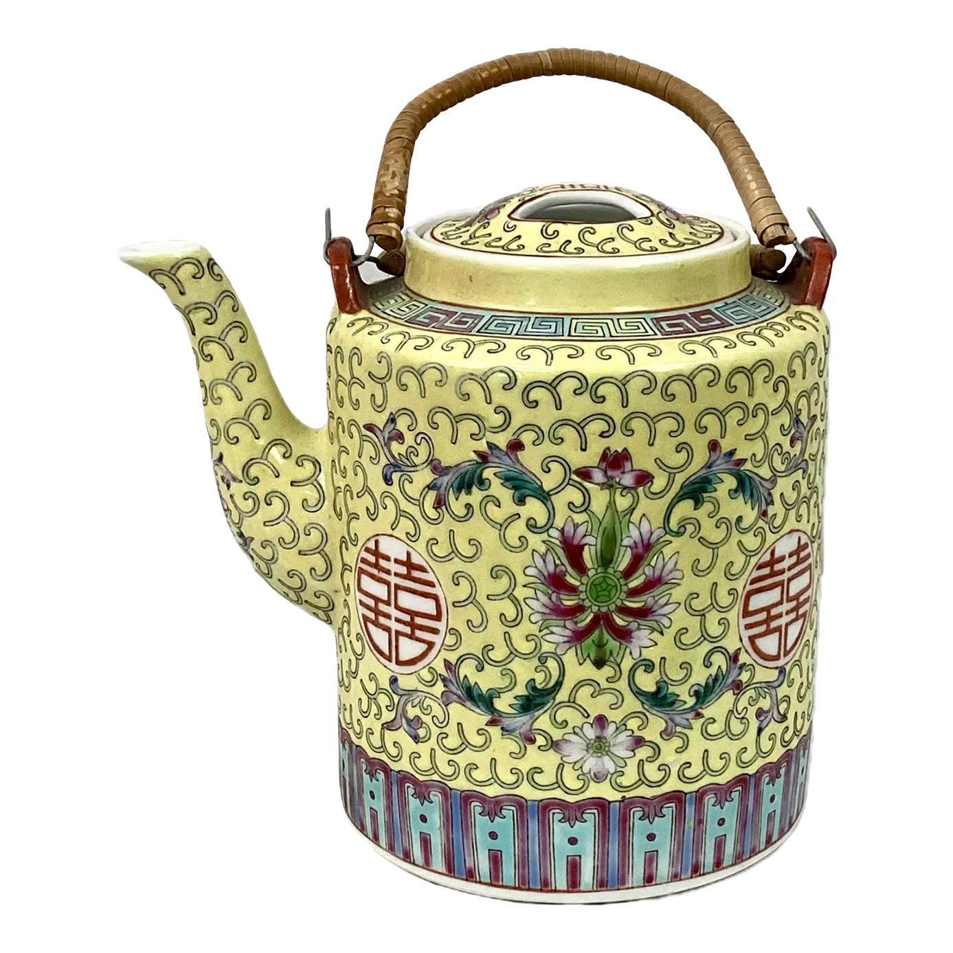 Vintage Chinese "Longivity" Ceramic Teapot | Chairish