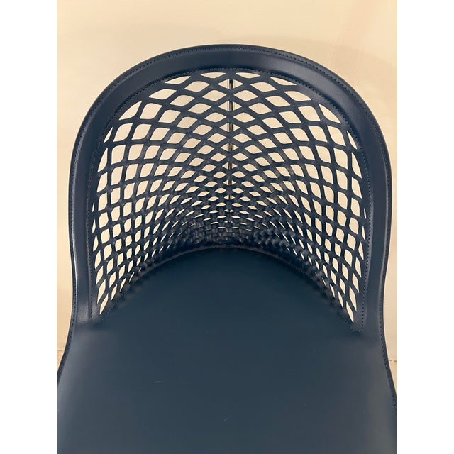 Midj Sempere Poli Guapa Blue Organic Modern Leather & Chrome Bar Stool ...