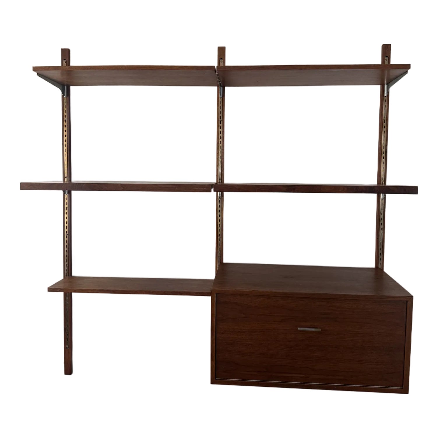 1960s Mid-Century Walnut Wall-Mounted Shelving System With Cabinet ...