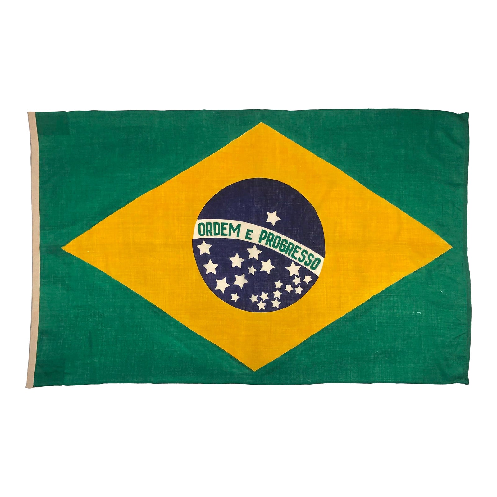 Large Vintage Wool Flag of Brazil | Chairish