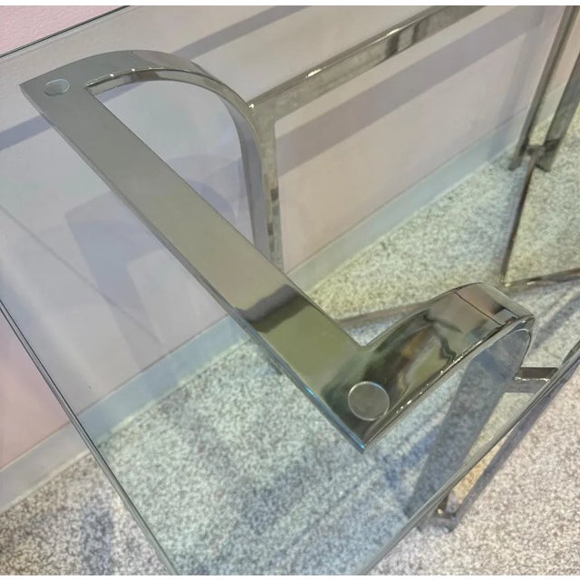 1980s Vintage Dia Style Chrome and Glass Console Table | Chairish