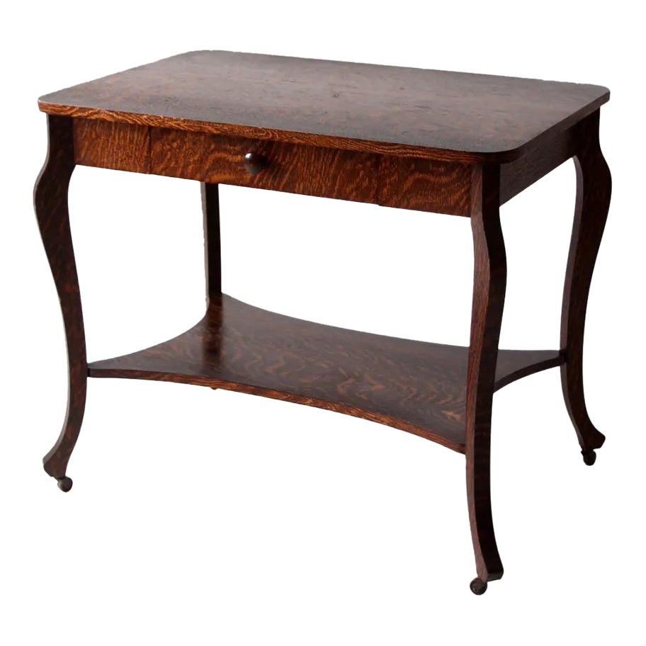 Antique Tiger Oak Library Table | Chairish