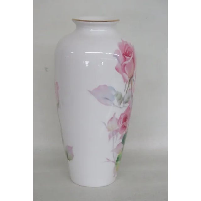 Noritake Nippon Toki Kaisha Japan Bone China Pink Roses Vase Signed ...