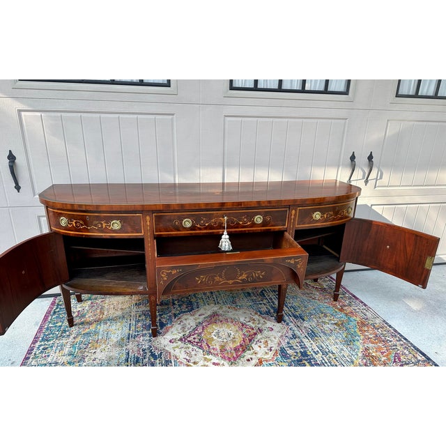 Late 19th Century Large Antique English Bow Front Mahogany Inlaid ...