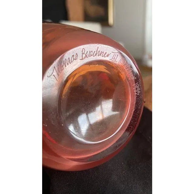 1980s Oversized Thomas Buechner Art Glass Blood Orange Vase | Chairish