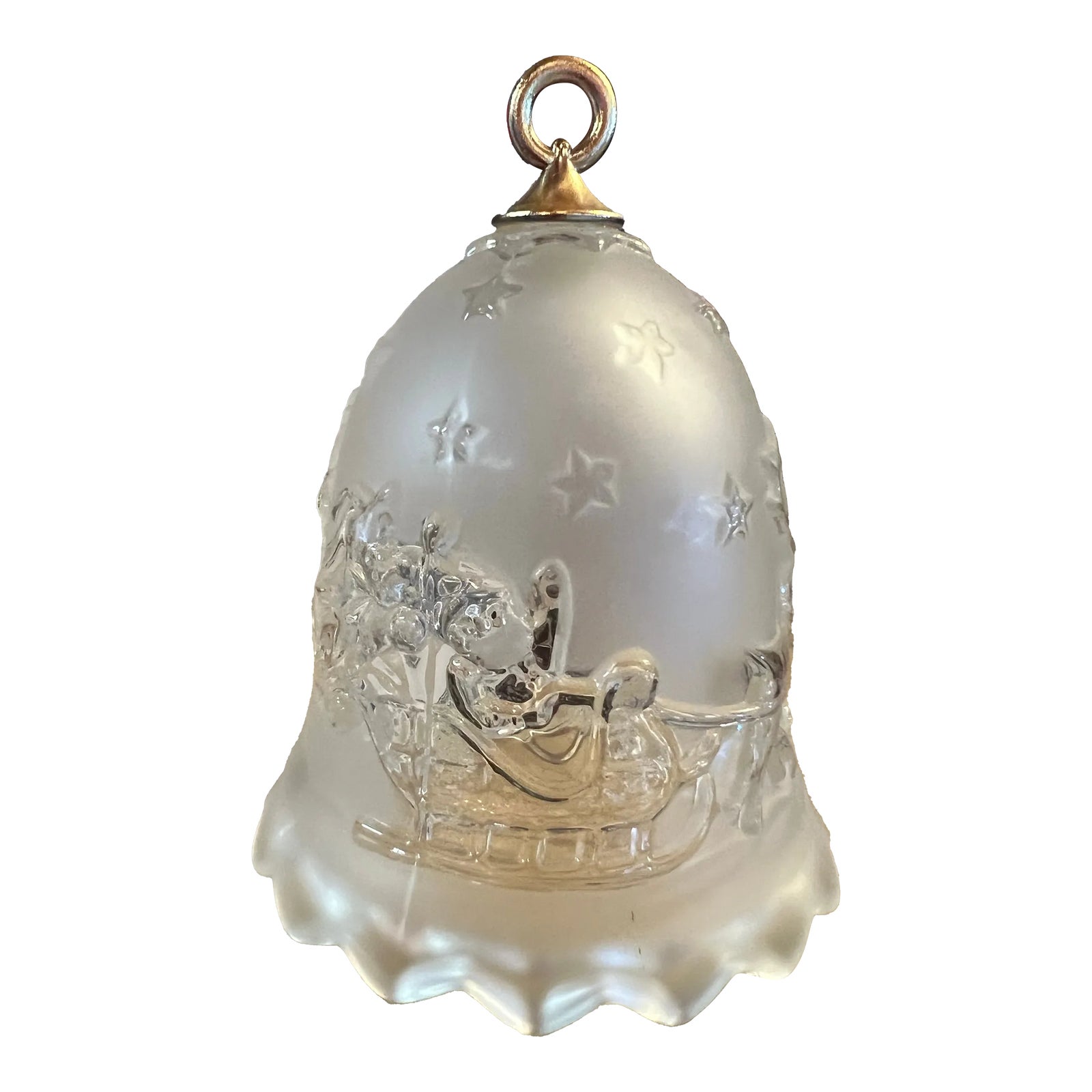 Vintage Frosted Crystal Christmas Bell by Mikasa | Chairish